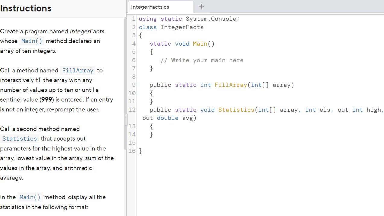 Solved In the Main( ) method, display all the statistics in | Chegg.com