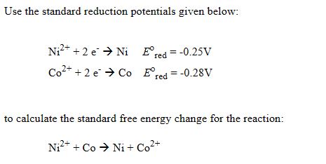 Solved Use the standard reduction potentials given below: | Chegg.com