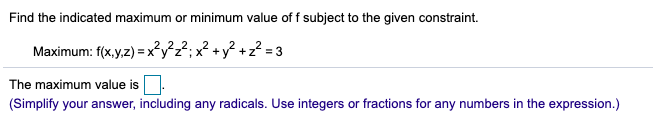 Solved Find the indicated maximum or minimum value of f | Chegg.com
