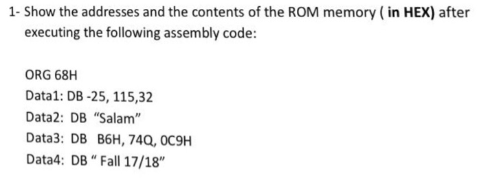 Solved 1- Show the addresses and the contents of the ROM | Chegg.com
