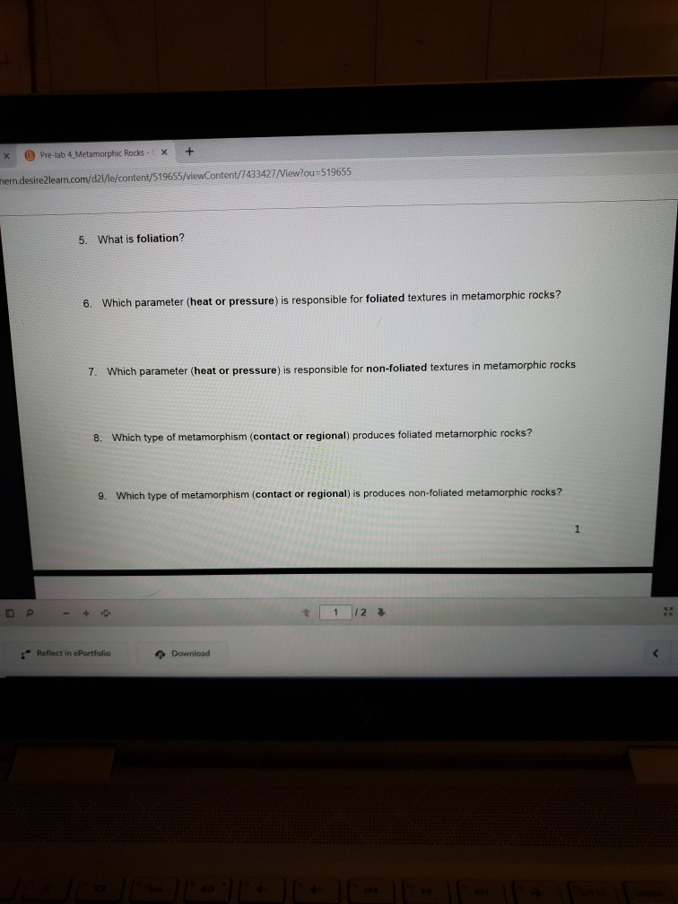 Solved Pre-lab 4 Metamorphic Rocks * Unwert + | Chegg.com