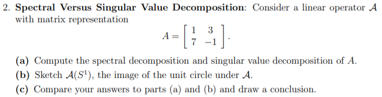 Solved Spectral Versus Singular Value Decomposition: | Chegg.com