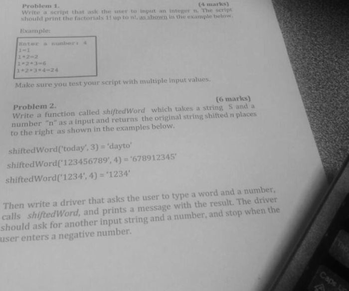 Solved Write A Script That Ask The User To Input An Integer