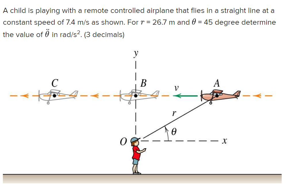 Solved A child is playing with a remote controlled airplane | Chegg.com