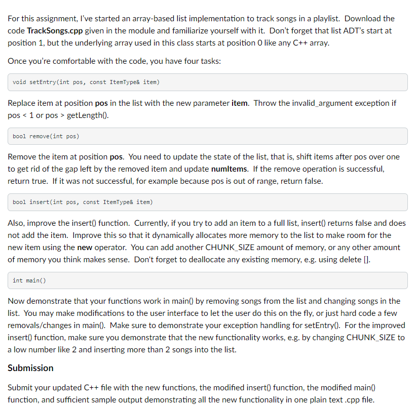 Solved Code for TrackSongs.cpp:#include #include #include | Chegg.com