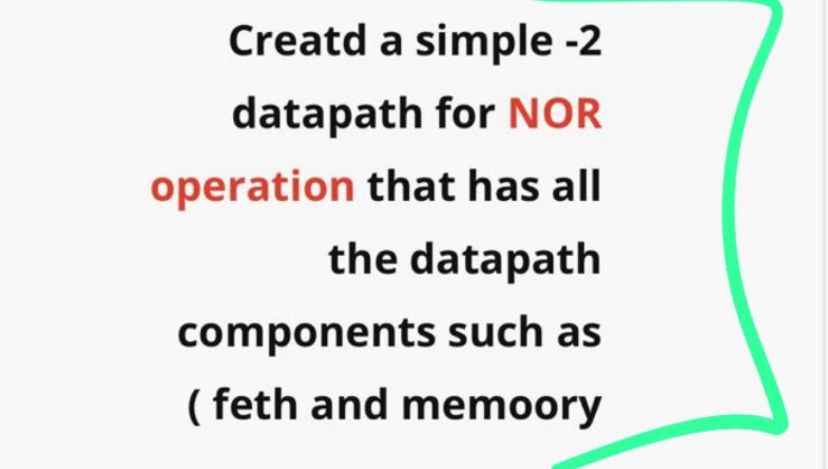 Solved Creatd a simple -2 datapath for NOR operation that | Chegg.com