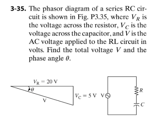 Solved 3-35. The phasor diagram of a series RC cir- cuit is | Chegg.com