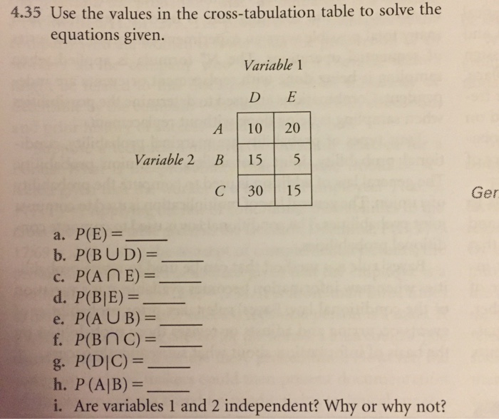Solved Use the values in the cross -tabulation table to | Chegg.com