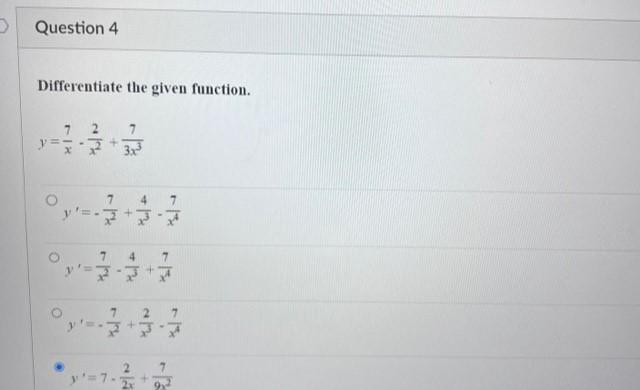 Solved Differentiate the given function. | Chegg.com