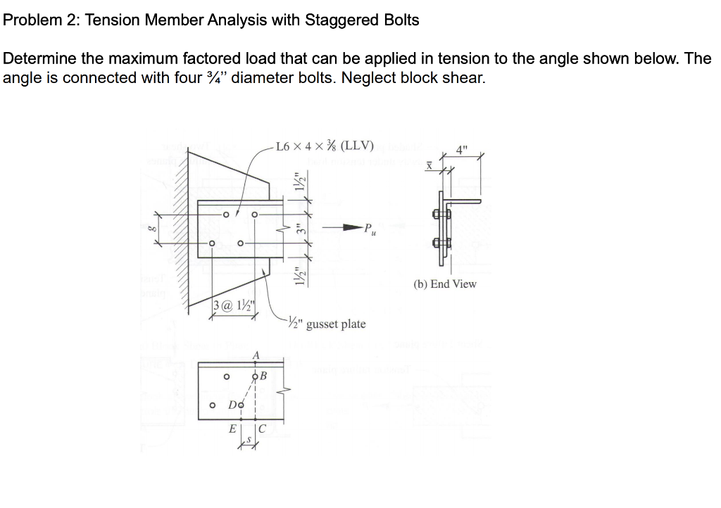 Solved Problem 2: Tension Member Analysis with Staggered | Chegg.com