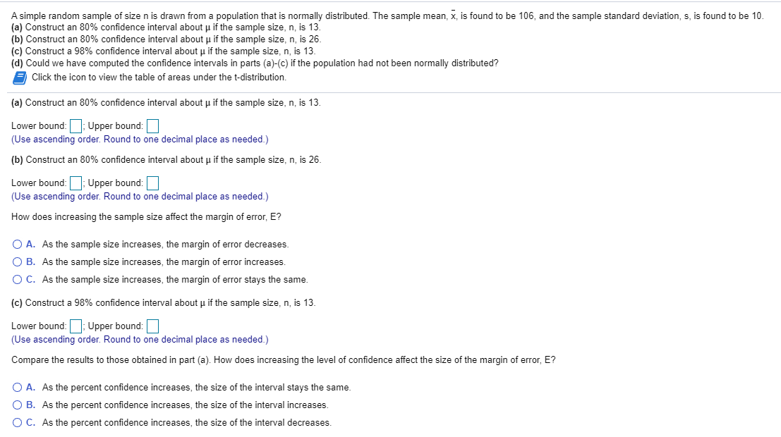 Solved A simple random sample of size n is drawn from a | Chegg.com