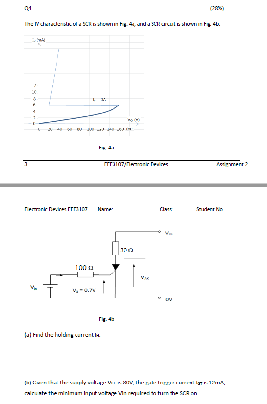 Solved The IV characteristic of a SCR is shown in Fig. 4a, | Chegg.com