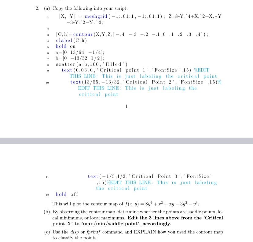 2. (a) Copy the following into your script: [X, Y) | Chegg.com