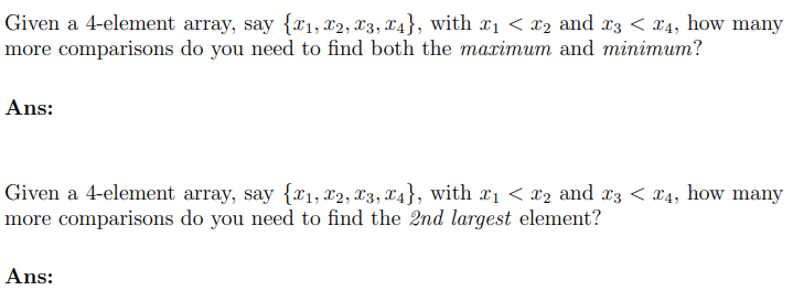 Solved Given a 4-element array, say {x1,x2,x3,x4}, with x1 | Chegg.com