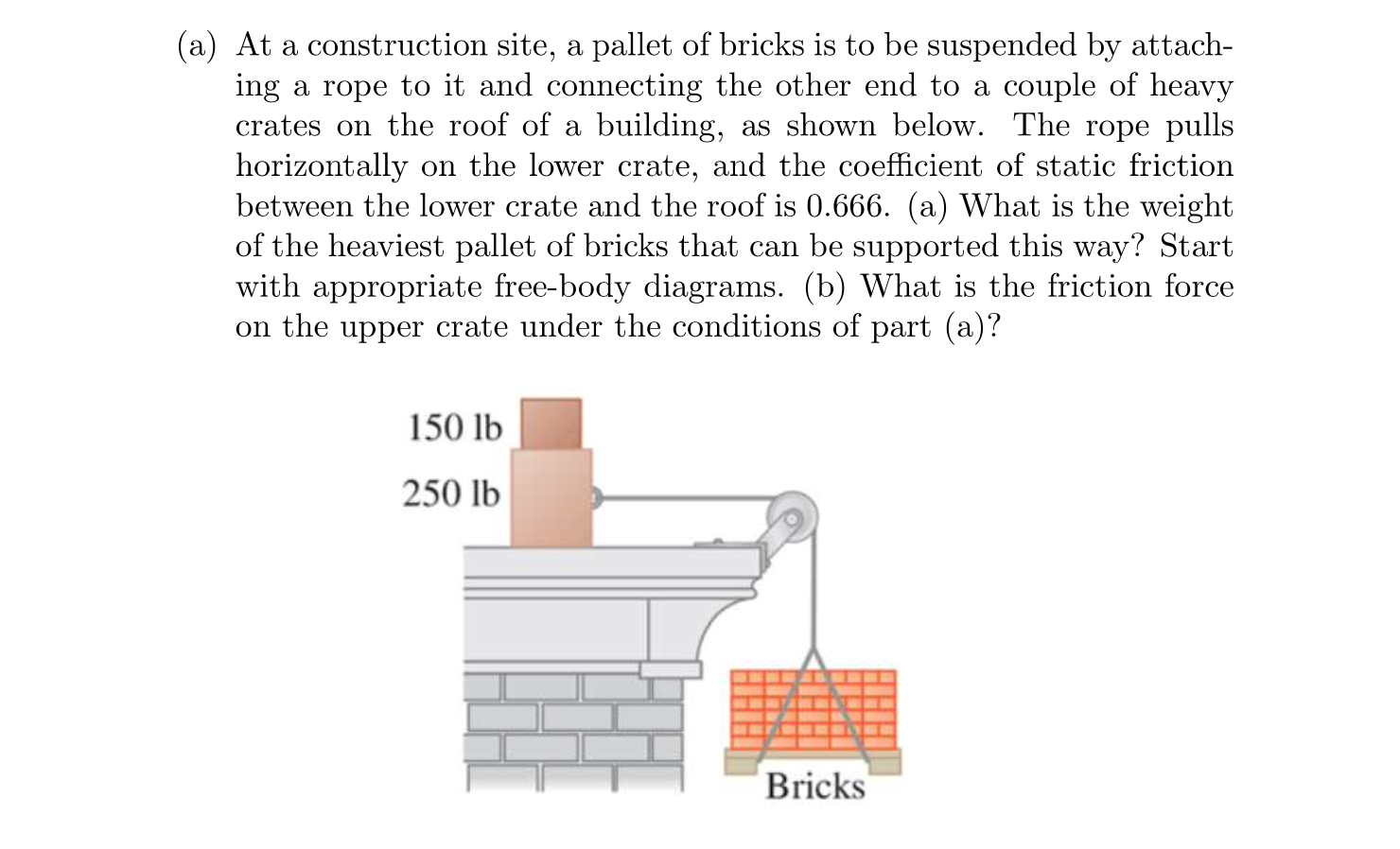 Solved (a) At a construction site, a pallet of bricks is to | Chegg.com