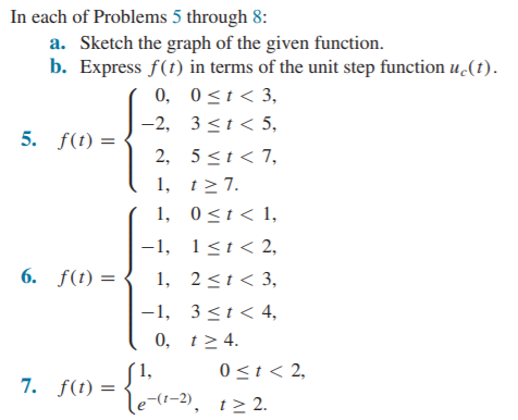 Solved In each of Problems 5 through 8: a. Sketch the graph | Chegg.com