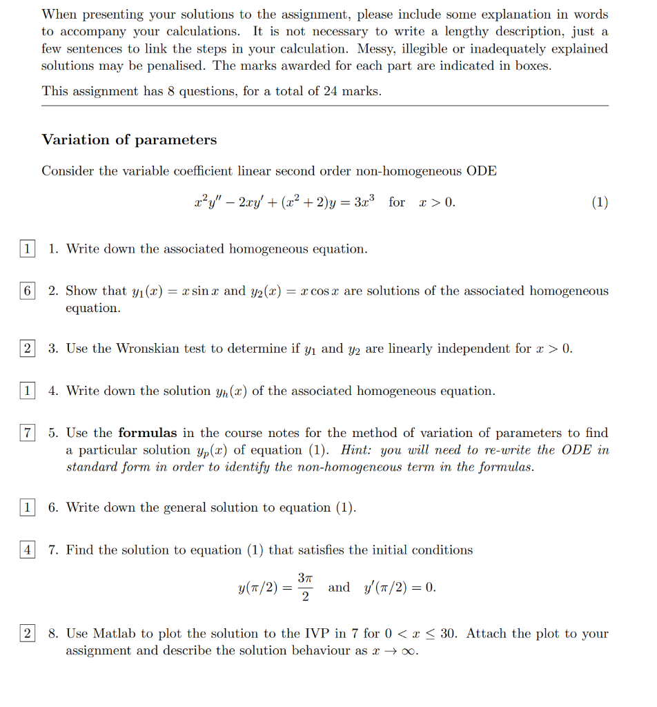Solved When presenting your solutions to the assignment, | Chegg.com