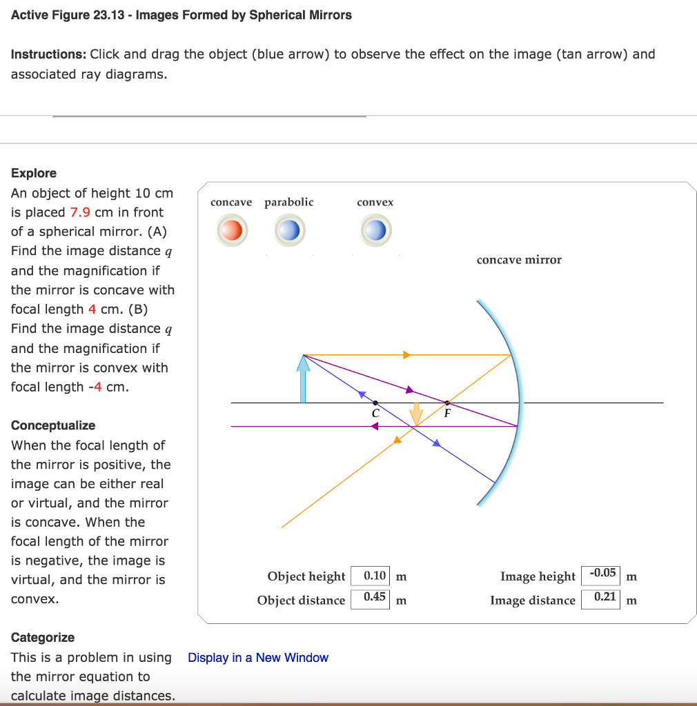 Active Figure 23.13 -Images Formed by Spherical | Chegg.com