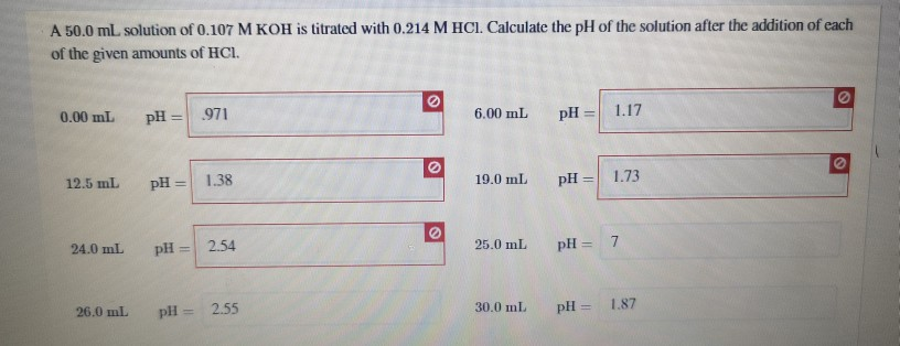 Solved A 50.0 mL solution of 0.107 M KOH is titrated with | Chegg.com