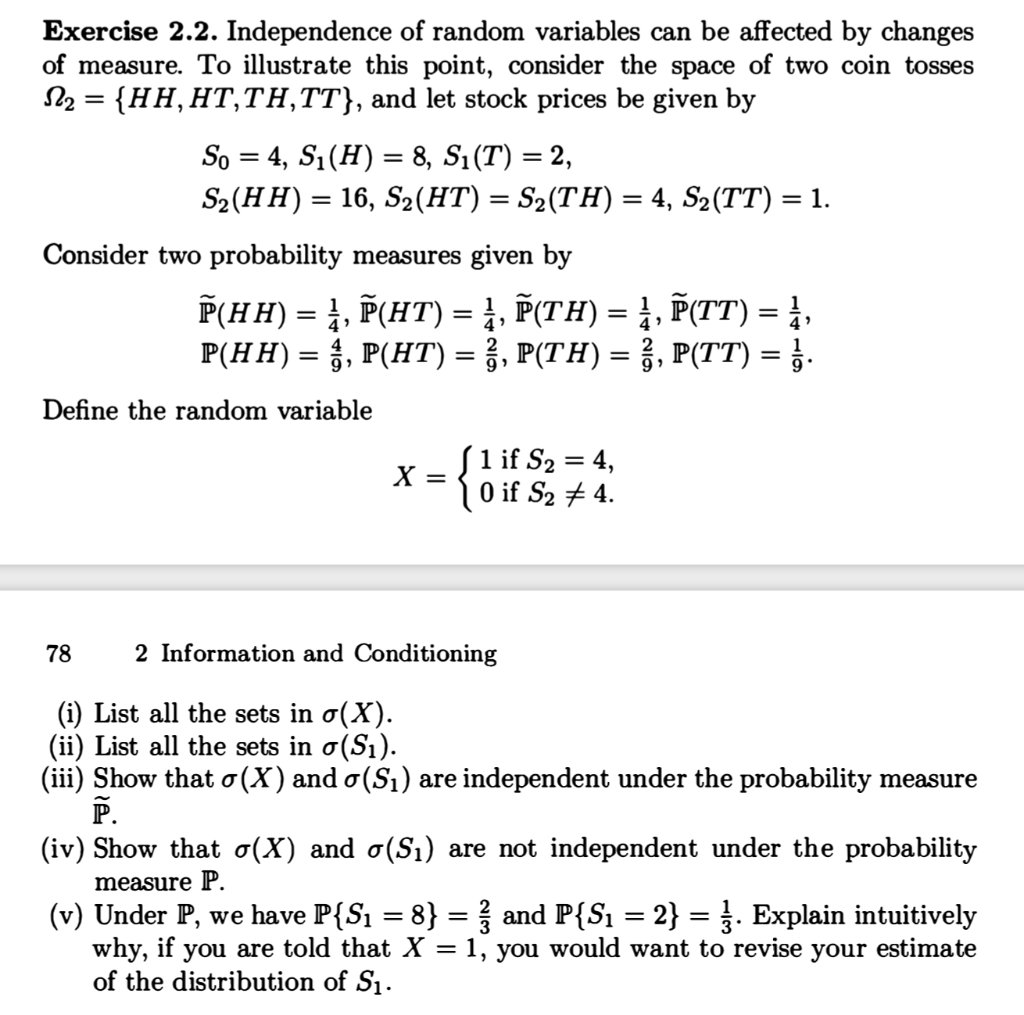 Exercise 2.2. Independence of random variables can be | Chegg.com