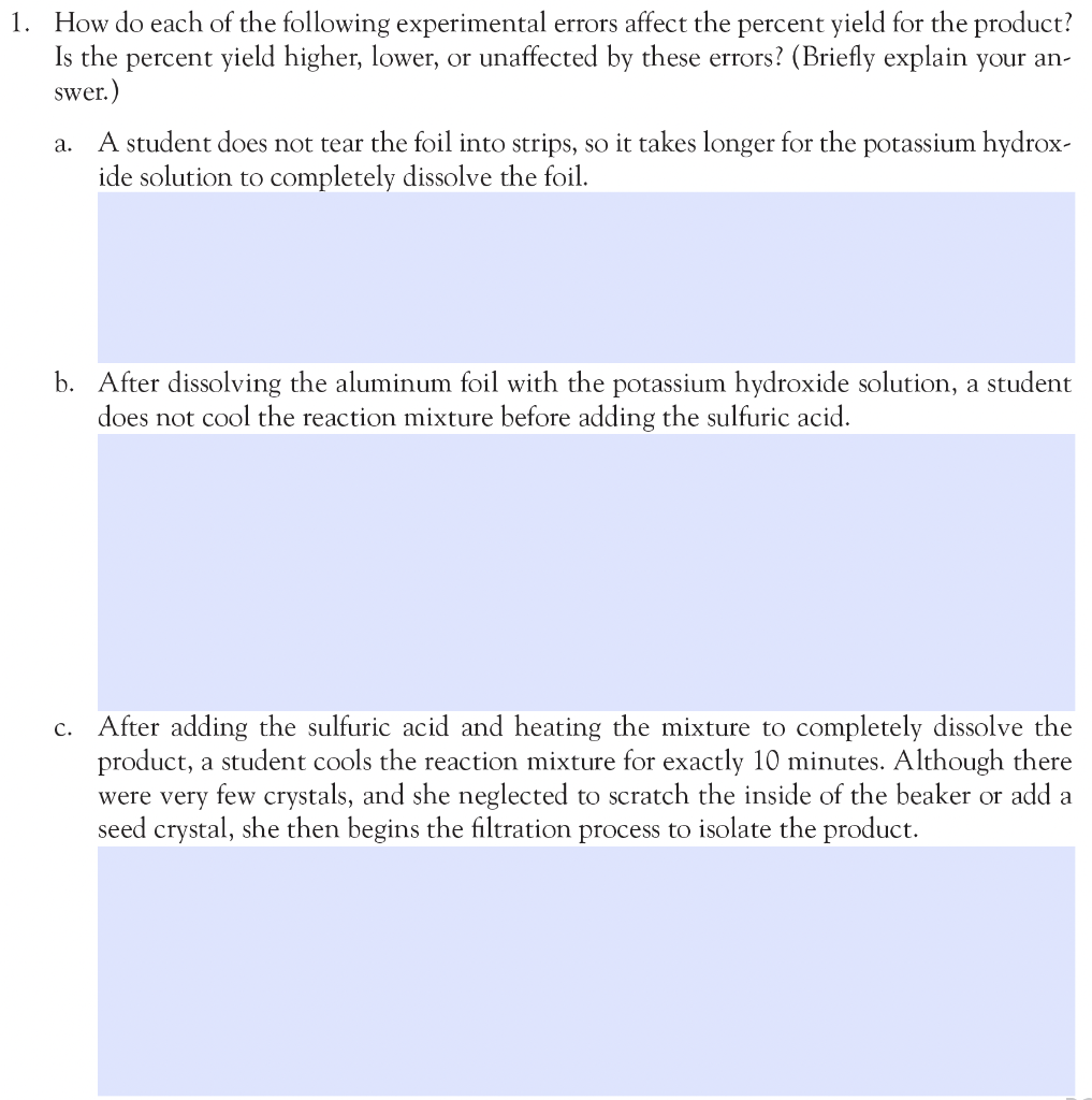 Solved 1. How do each of the following experimental errors | Chegg.com