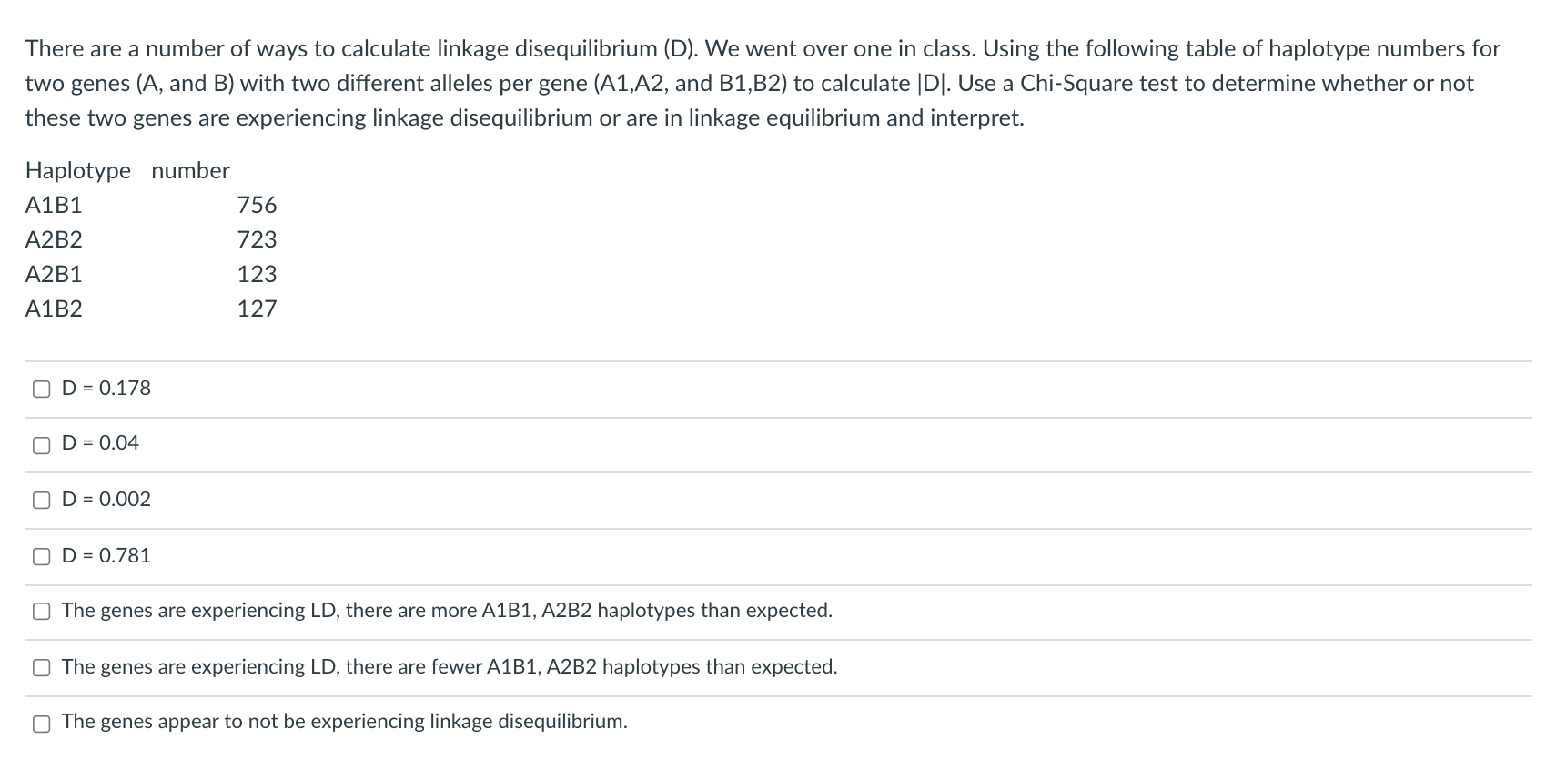 There are a number of ways to calculate linkage | Chegg.com