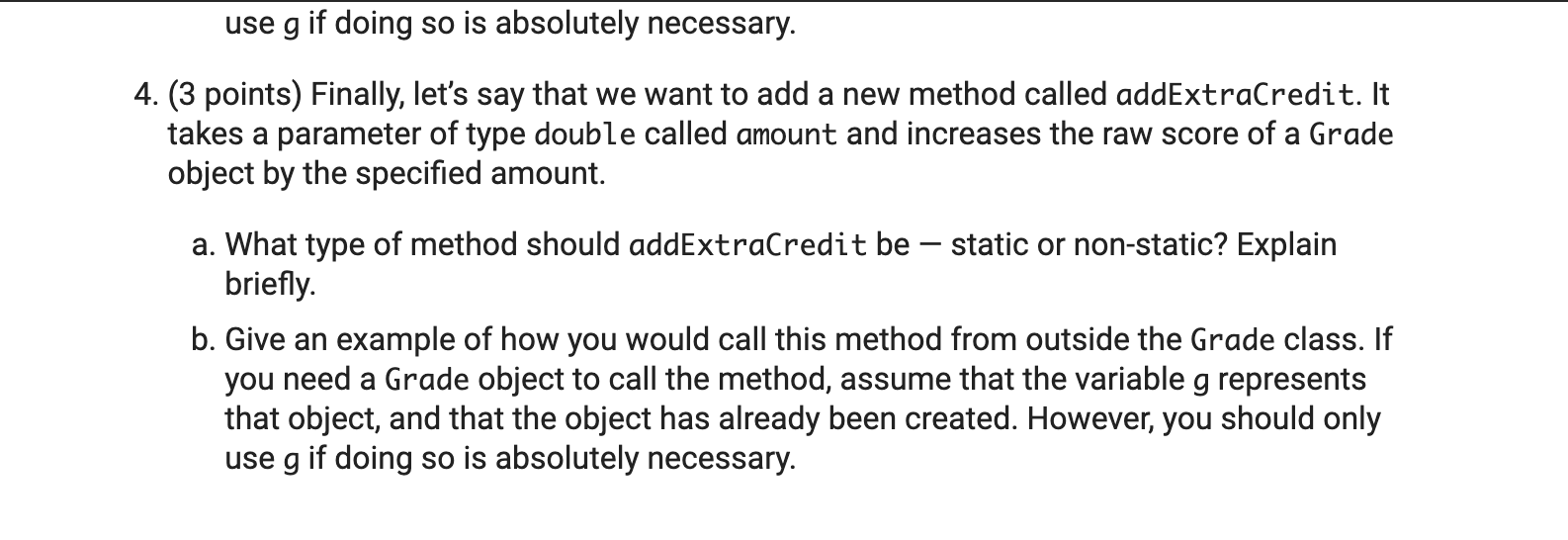 Solved Problem 3: Static vs. non-static 14 points total; | Chegg.com