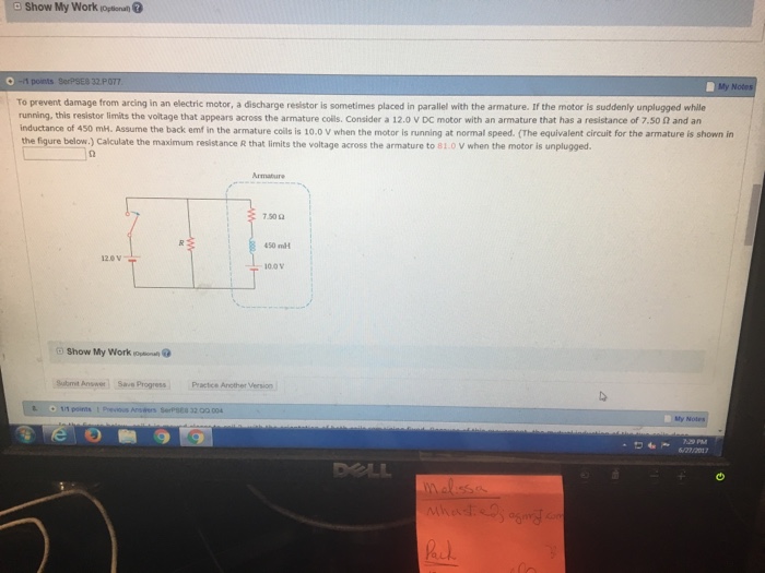 Solved To prevent damage from arcing in an electric motor, a | Chegg.com