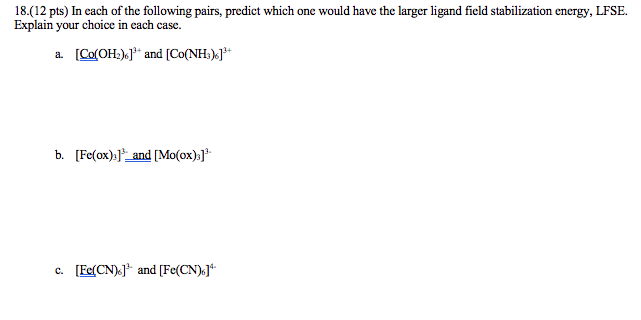 Solved 18 12 Pts In Each Of The Following Pairs Predict Chegg