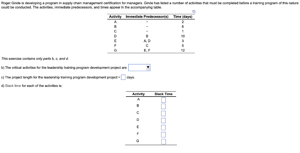 Solved This exercise contains only parts b,c, and d. b) The | Chegg.com