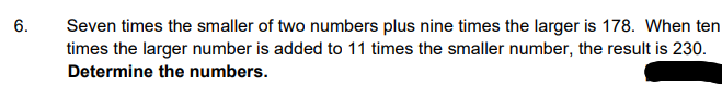Solved 6. Seven times the smaller of two numbers plus nine | Chegg.com