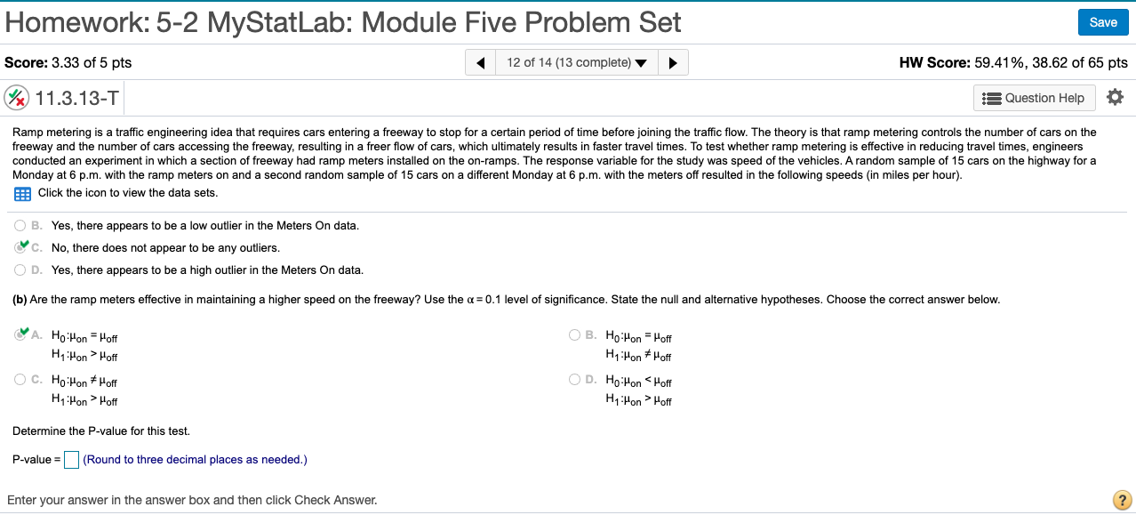 Solved Homework: 5-2 MyStatLab: Module Five Problem Set Save | Chegg.com