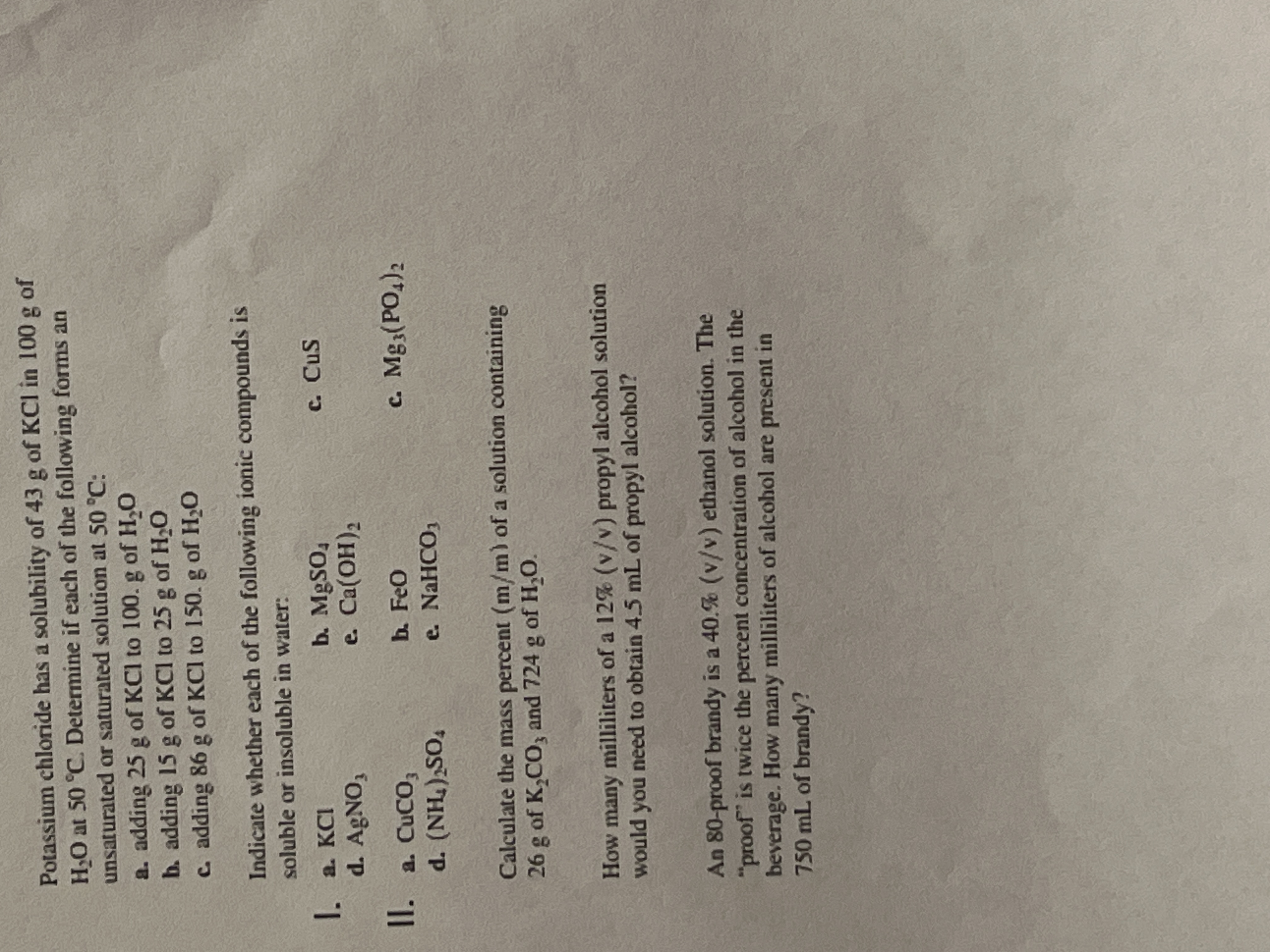 Solved Potassium chloride has a solubility of 43 ﻿g of KCl | Chegg.com