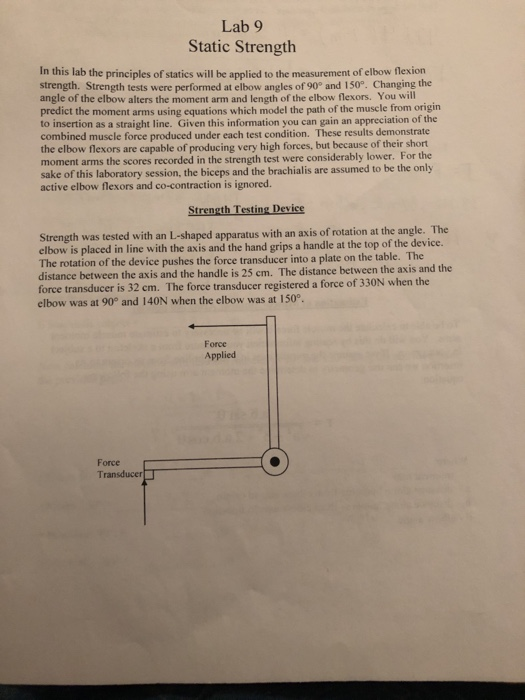 Solved Lab 9 Static Strength In this lab the principles of | Chegg.com