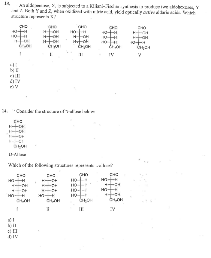 Solved 13. An aldopentose, X, is subjected to a | Chegg.com