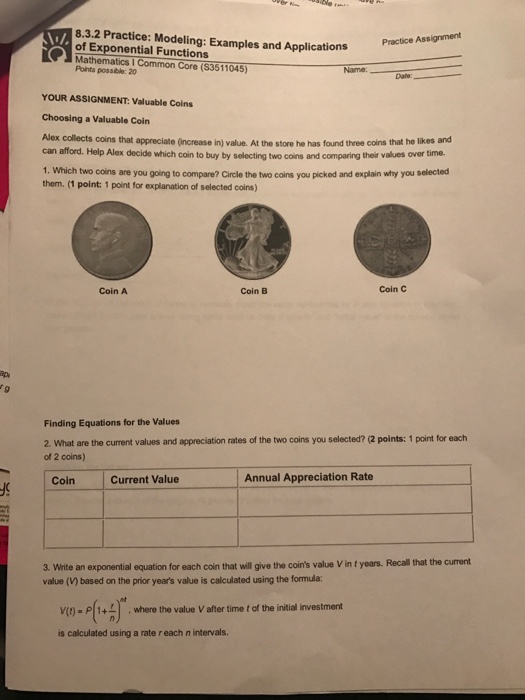 Solved owth Linear and Exponential Practice Assignment | Chegg.com