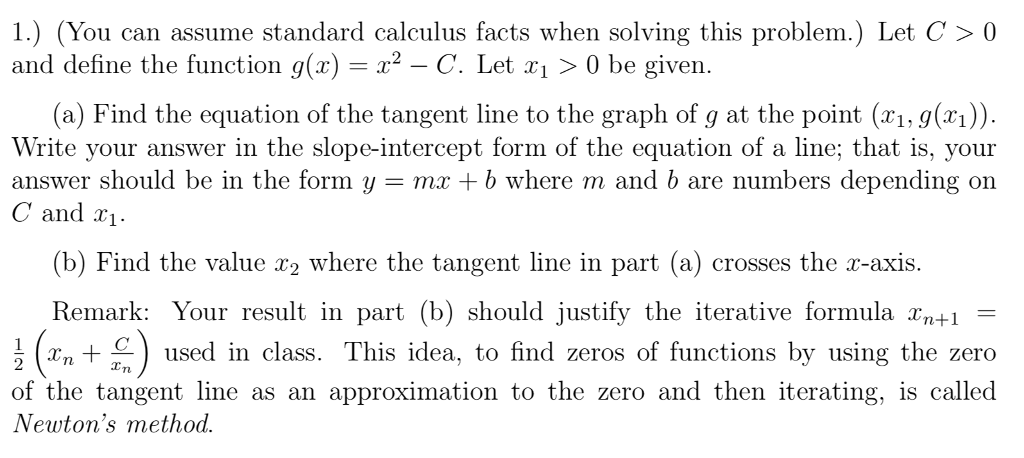 Solved 1.) (You can assume standard calculus facts when | Chegg.com