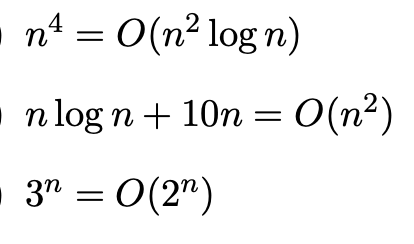 Solved 1 п = n4 = O(n2 log n) n log n + 10n = O(na) - 31 = | Chegg.com