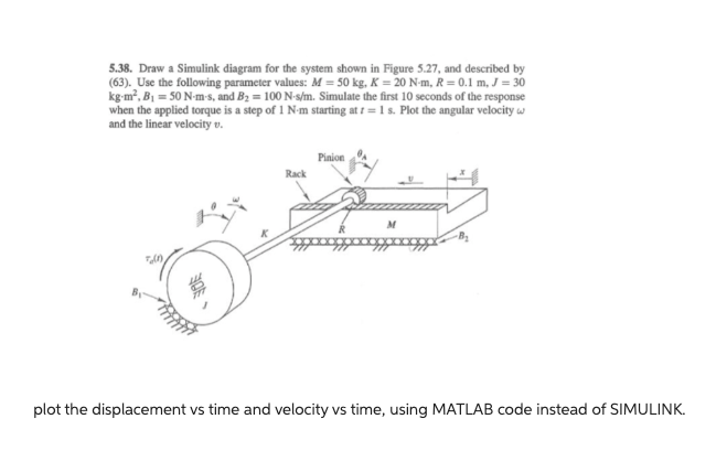 5.38. Draw a Simulink diagram for the system shown in | Chegg.com