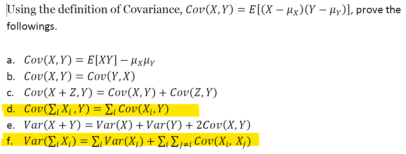 Solved Using the definition of Covariance, | Chegg.com