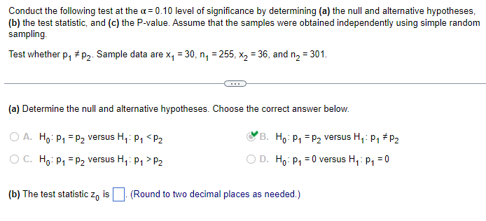 Solved Conduct the following test at the α=0.10 level of | Chegg.com