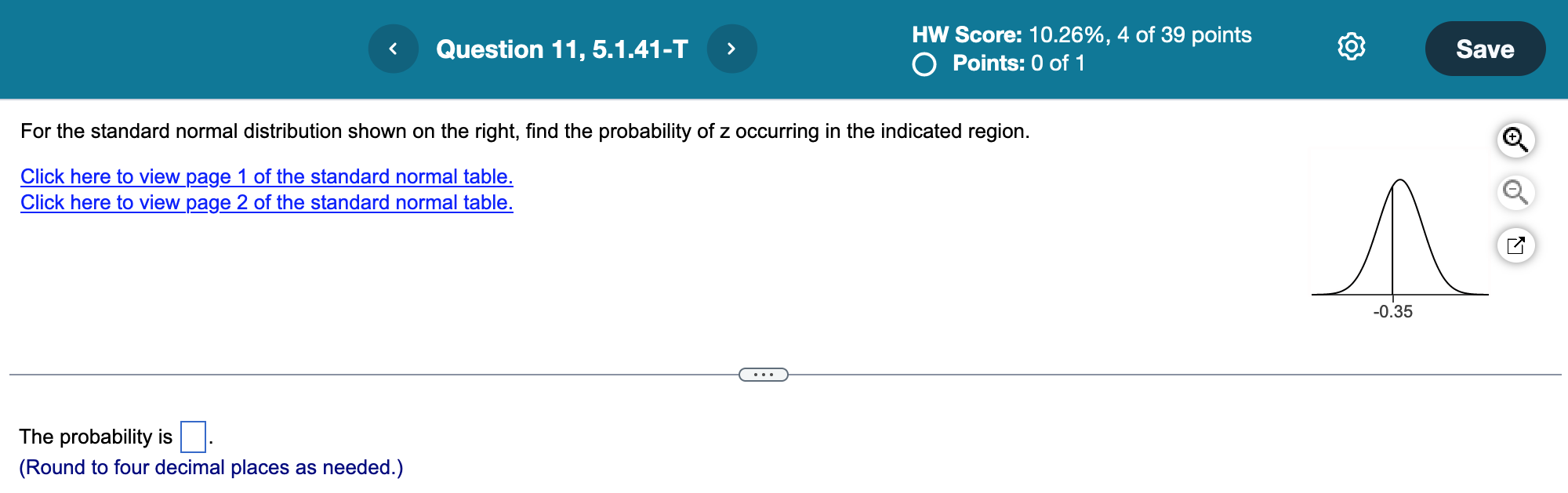 Solved For the standard normal distribution shown on the | Chegg.com