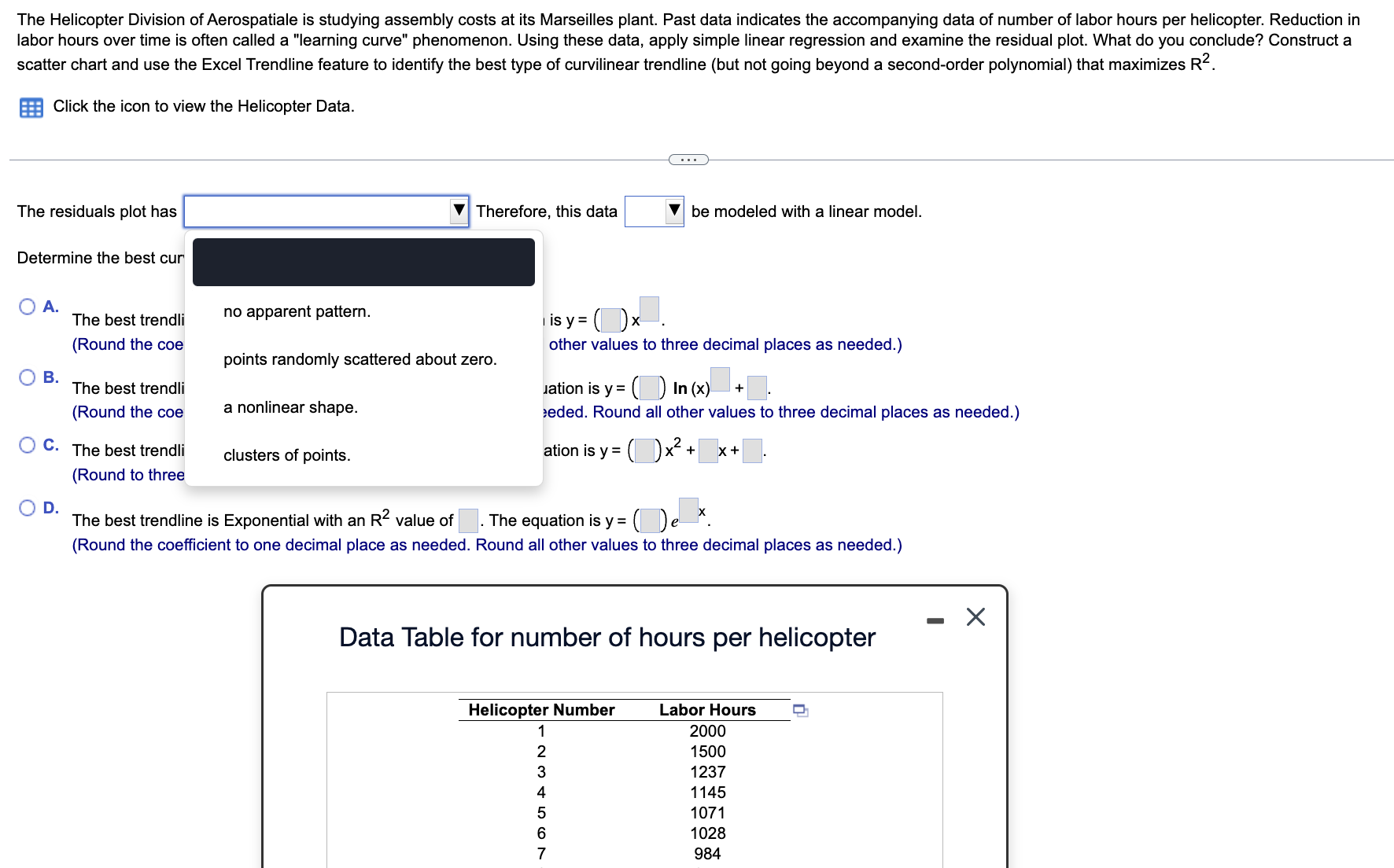 Solved The Helicopter Division of Aerospatiale is studying | Chegg.com