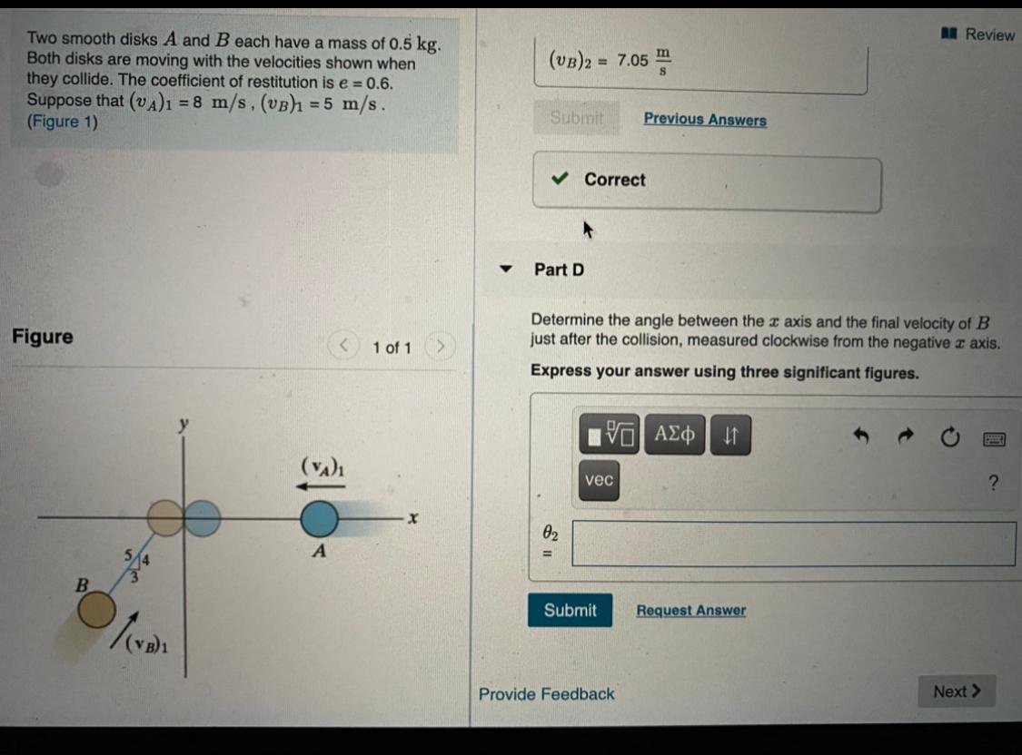 Solved I Reu Two smooth disks A and B each have a mass of | Chegg.com