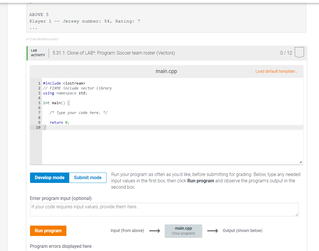 Solved 5.31 Cone of LAB*: Program: Soccer team roster | Chegg.com