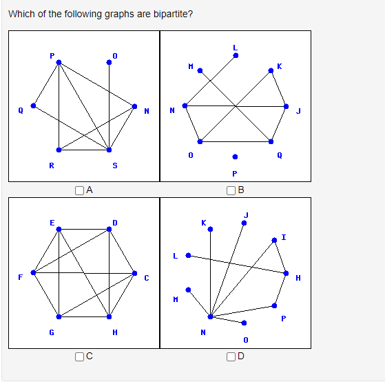 Solved Which of the following graphs are bipartite? | Chegg.com