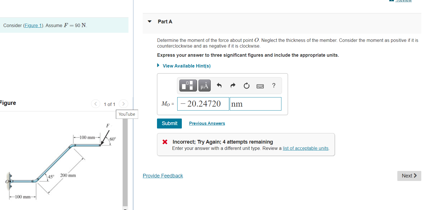 Solved Part A Consider (Figure 1). Assume F = 90 N Determine | Chegg.com