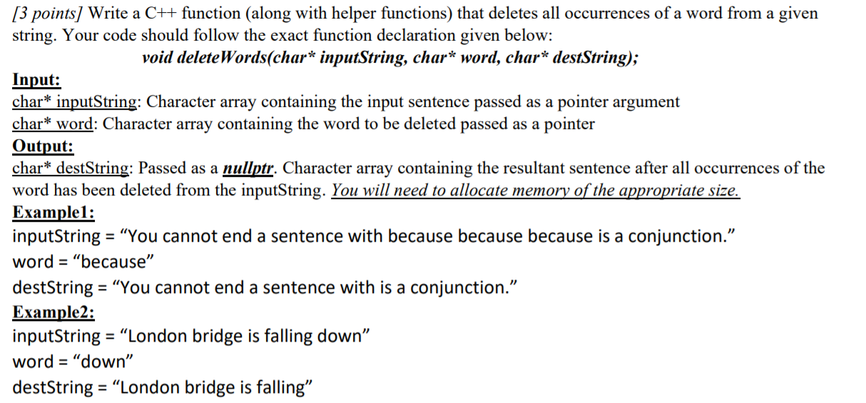 Solved [3 points] Write a C++ function (along with helper | Chegg.com