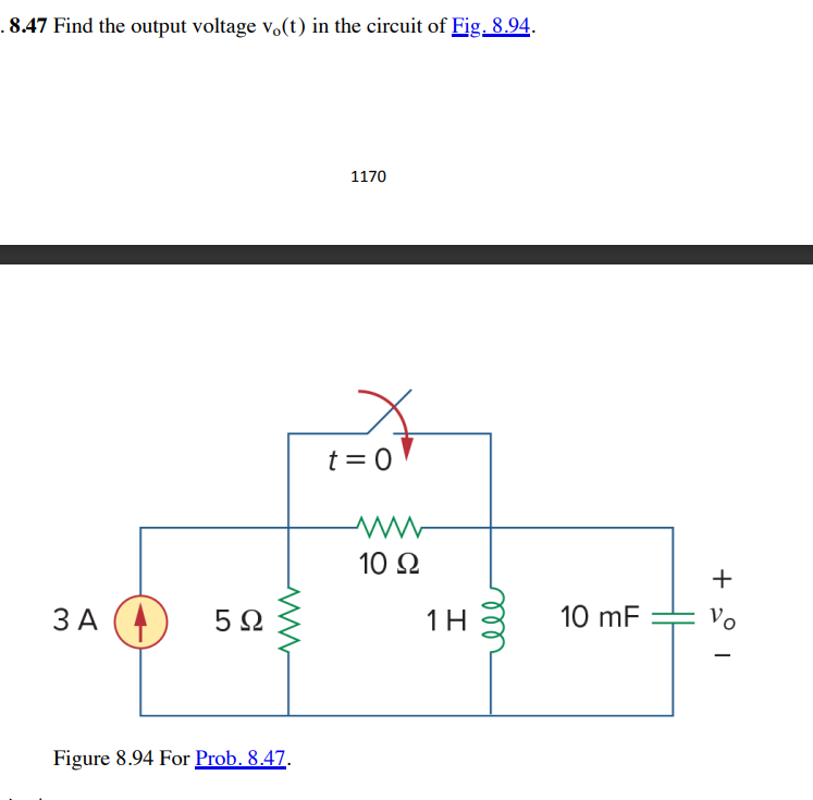 Solved 8.47 Find the output voltage vo(t) in the circuit of | Chegg.com