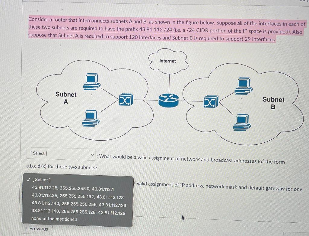 Solved Consider a router that interconnects subnets A and B, | Chegg.com